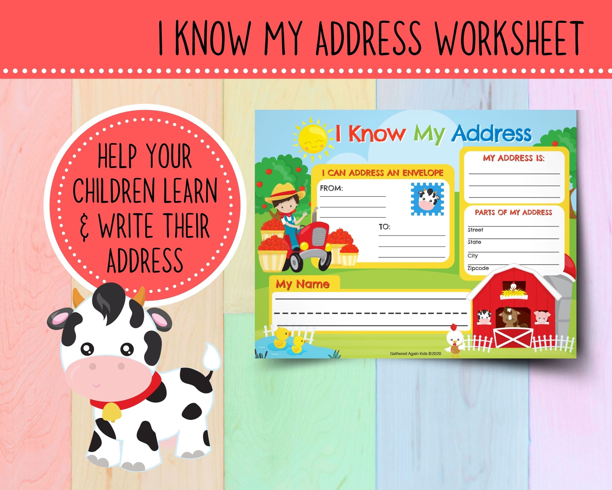 Farm I Know My Address Worksheet for Kids | Learn Your Address ...