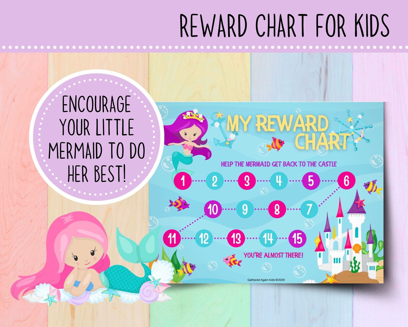 Mermaid Reward Chart for Girls | Reward System | Responsibility Chore ...