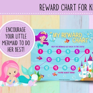 Mermaid Reward Chart for Girls | Reward System | Responsibility Chore ...