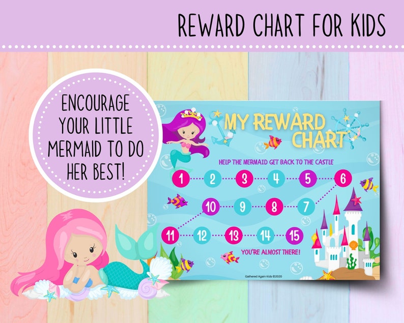 Mermaid Reward Chart for Girls | Reward System | Responsibility Chore ...