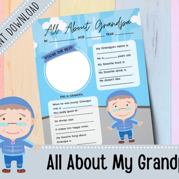 Grandpa Worksheet - Etsy