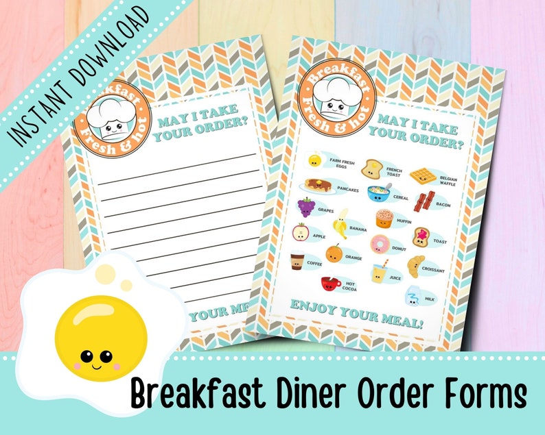 Breakfast Diner Order Forms | Play Restaurant | Activities for Toddlers ...