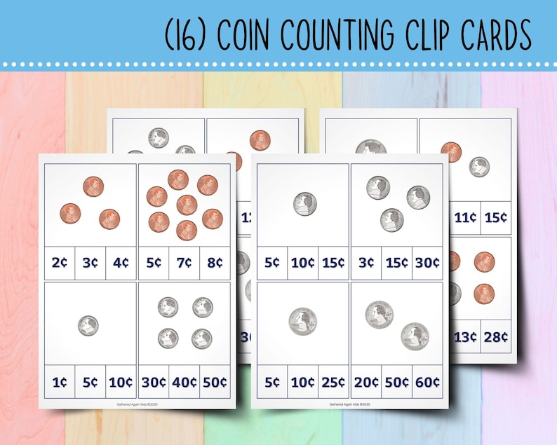 Coin Counting Clip Cards for Beginners | Counting Activities for ...