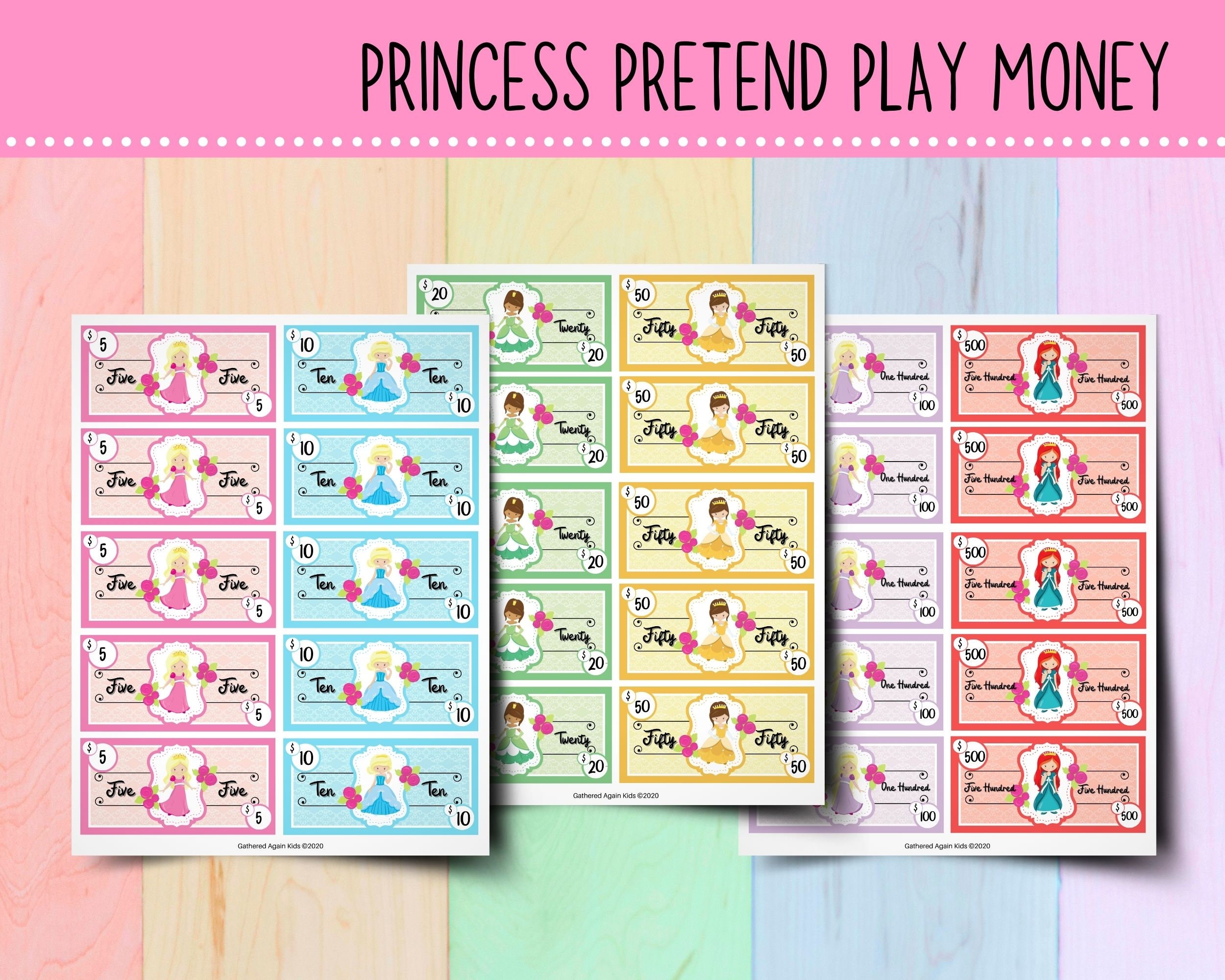 Printable Princess Play Money | Pretend Play | Reward System for Kids ...