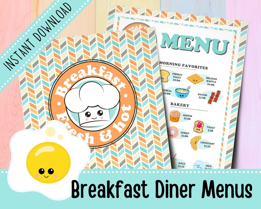 Breakfast Diner Menus | Play Restaurant | Activities for Toddlers ...