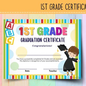 Rainbow 1st Grade Graduation Certificate | 1st Grade Diploma for Kids ...