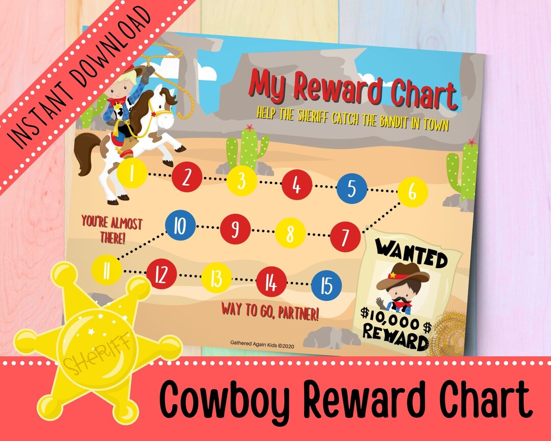 Printable Cowboy Reward Chart for Boys Responsibility Chore - Etsy