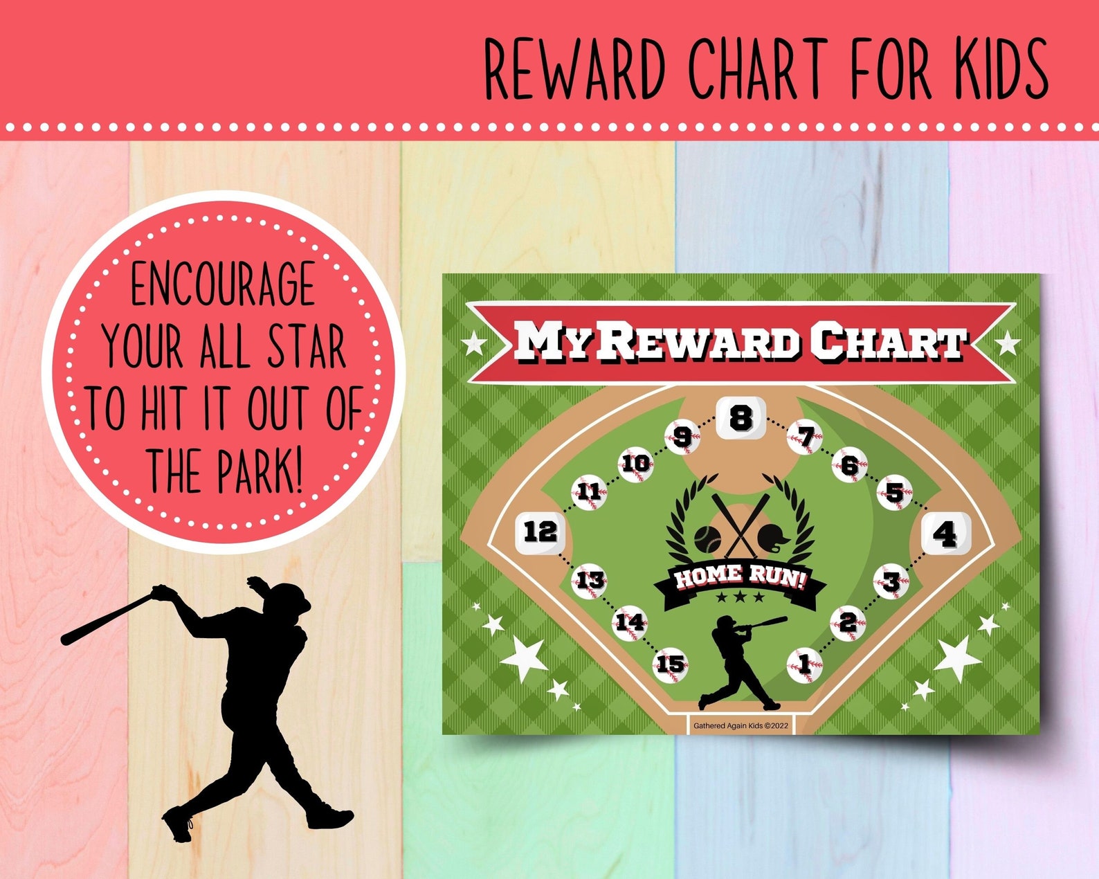 Baseball Reward Chart for Boys | Reward System | Responsibility Chore ...