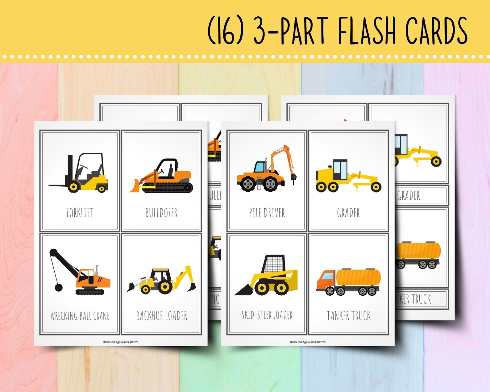 Construction Vehicles Flash Cards | Activities for Toddlers ...