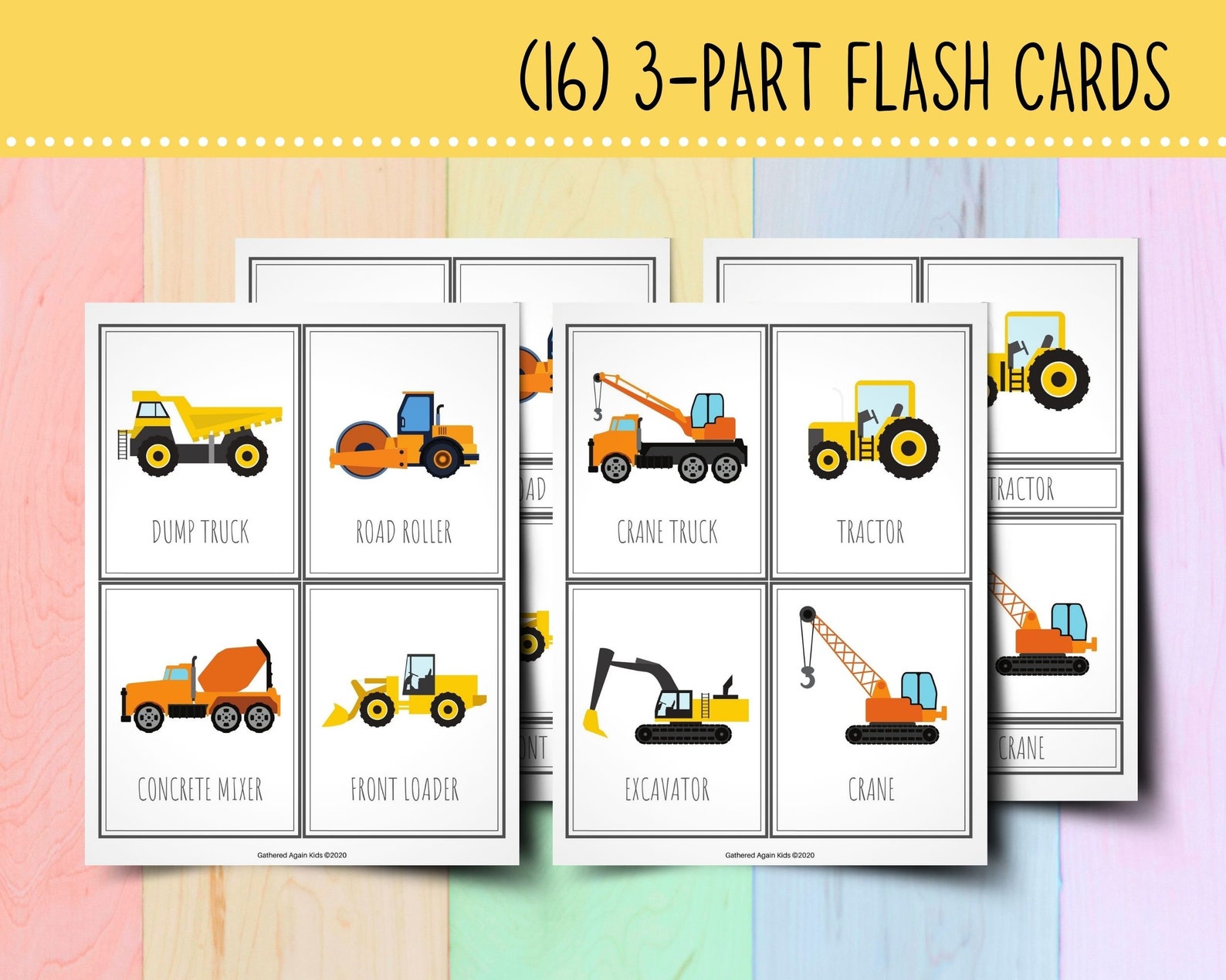Construction Vehicles Flash Cards | Activities for Toddlers ...