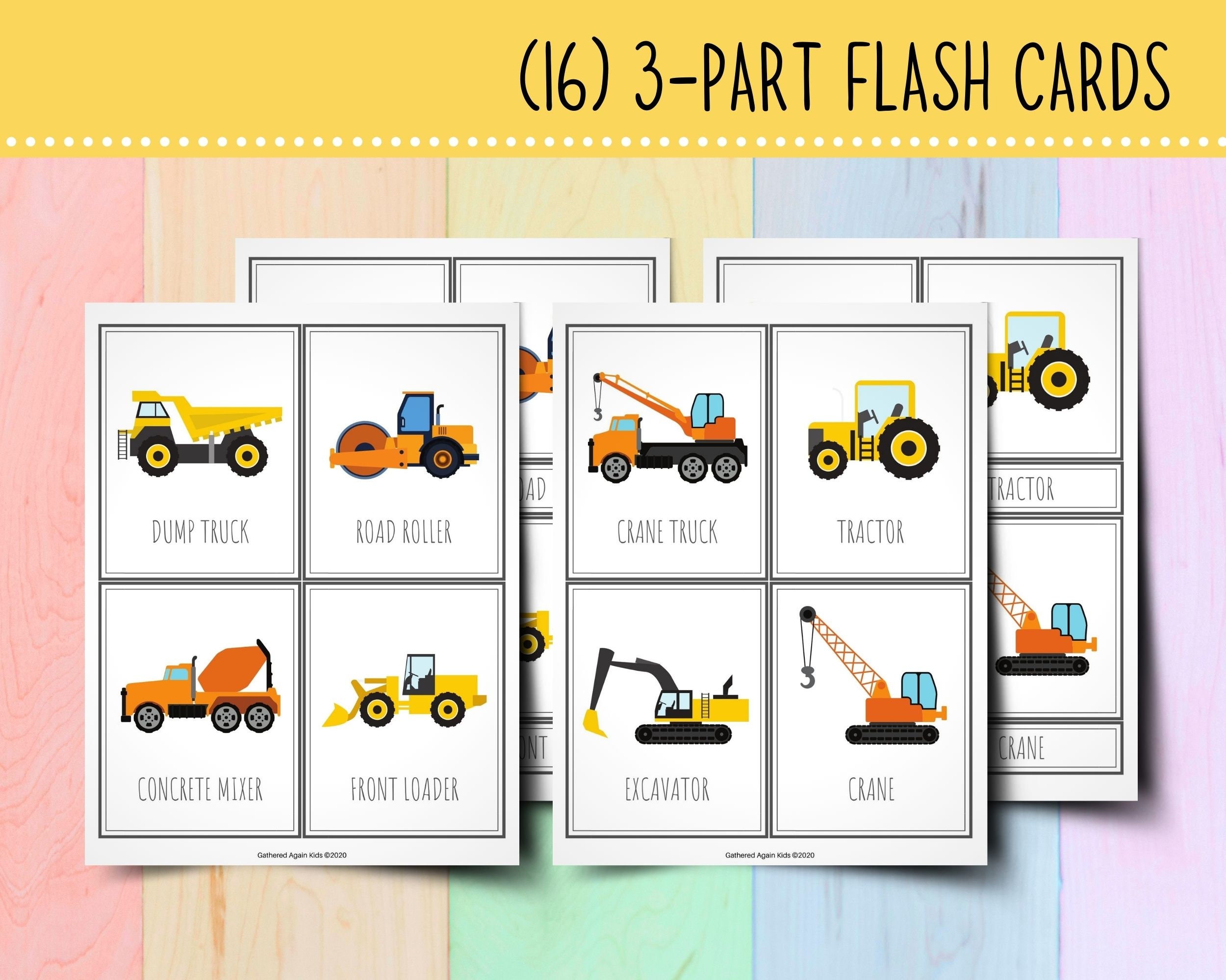 Construction Vehicles Flash Cards | Activities for Toddlers ...