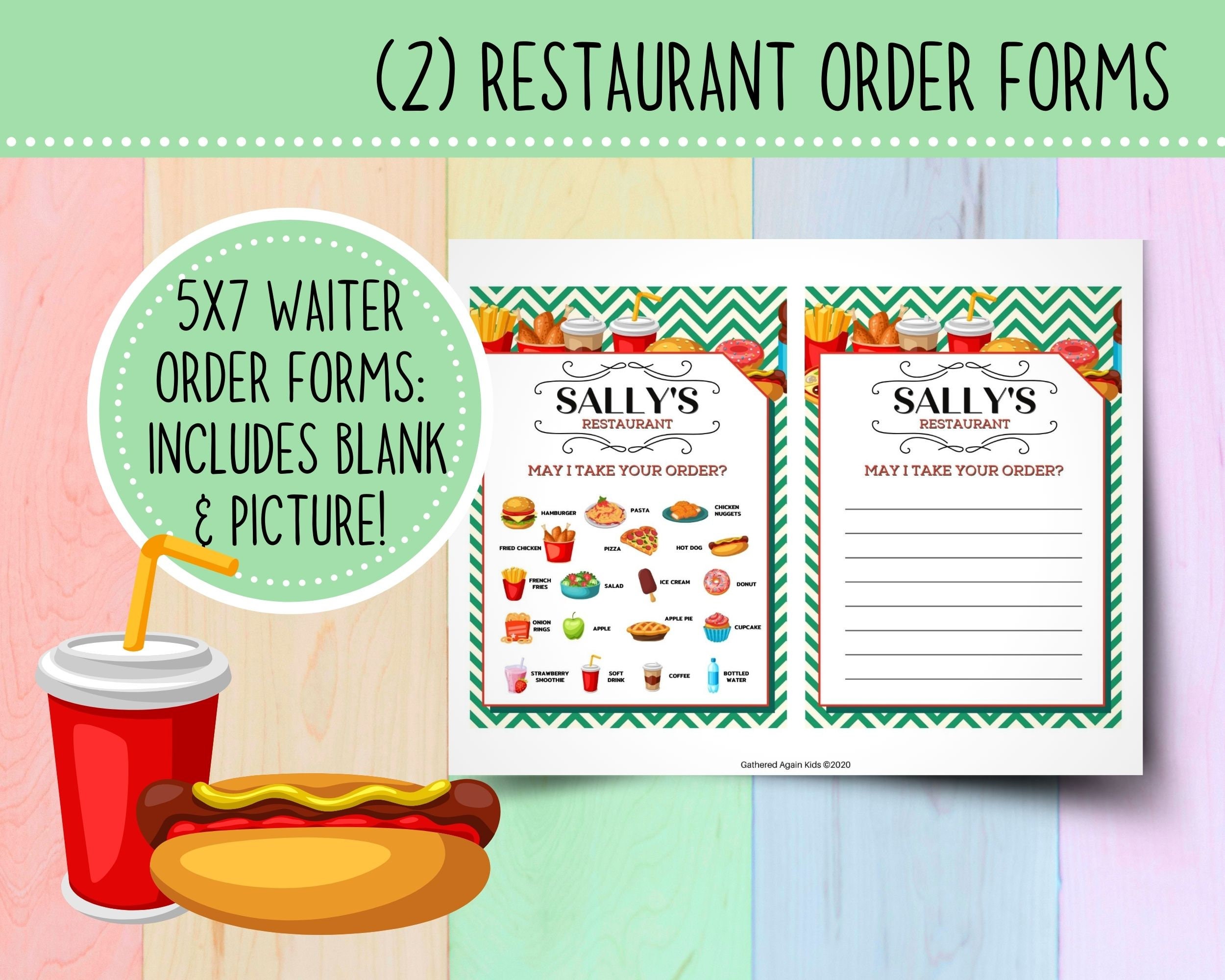 Sally's Restaurant Order Forms | Play Restaurant | Fast Food ...