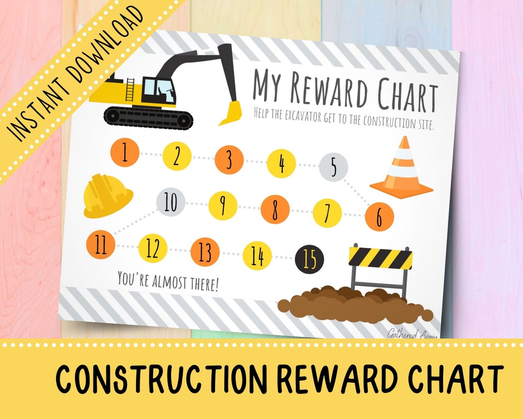 Construction Reward Chart for Kids | Responsibility Chore Chart ...