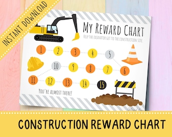 Printable Construction Reward Chart for Children Behavior - Etsy