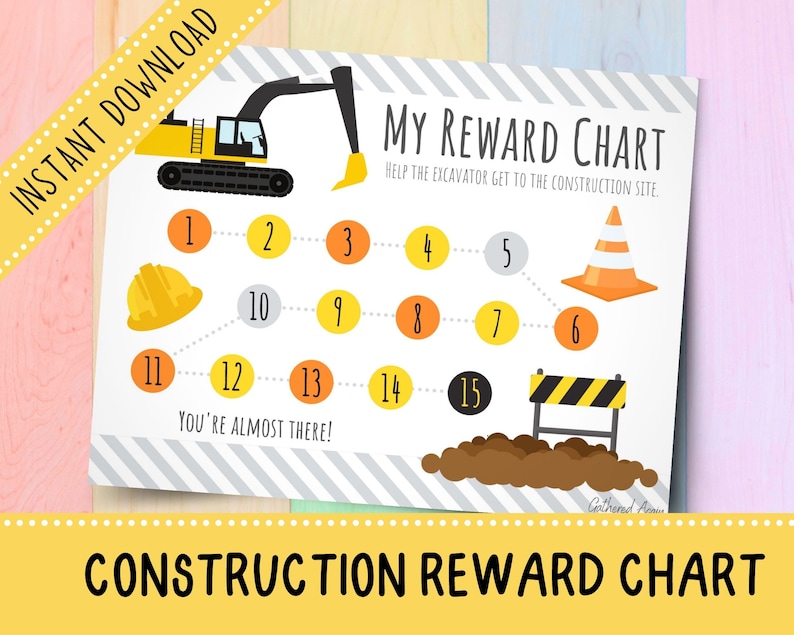 Construction Reward Chart for Kids | Responsibility Chore Chart ...