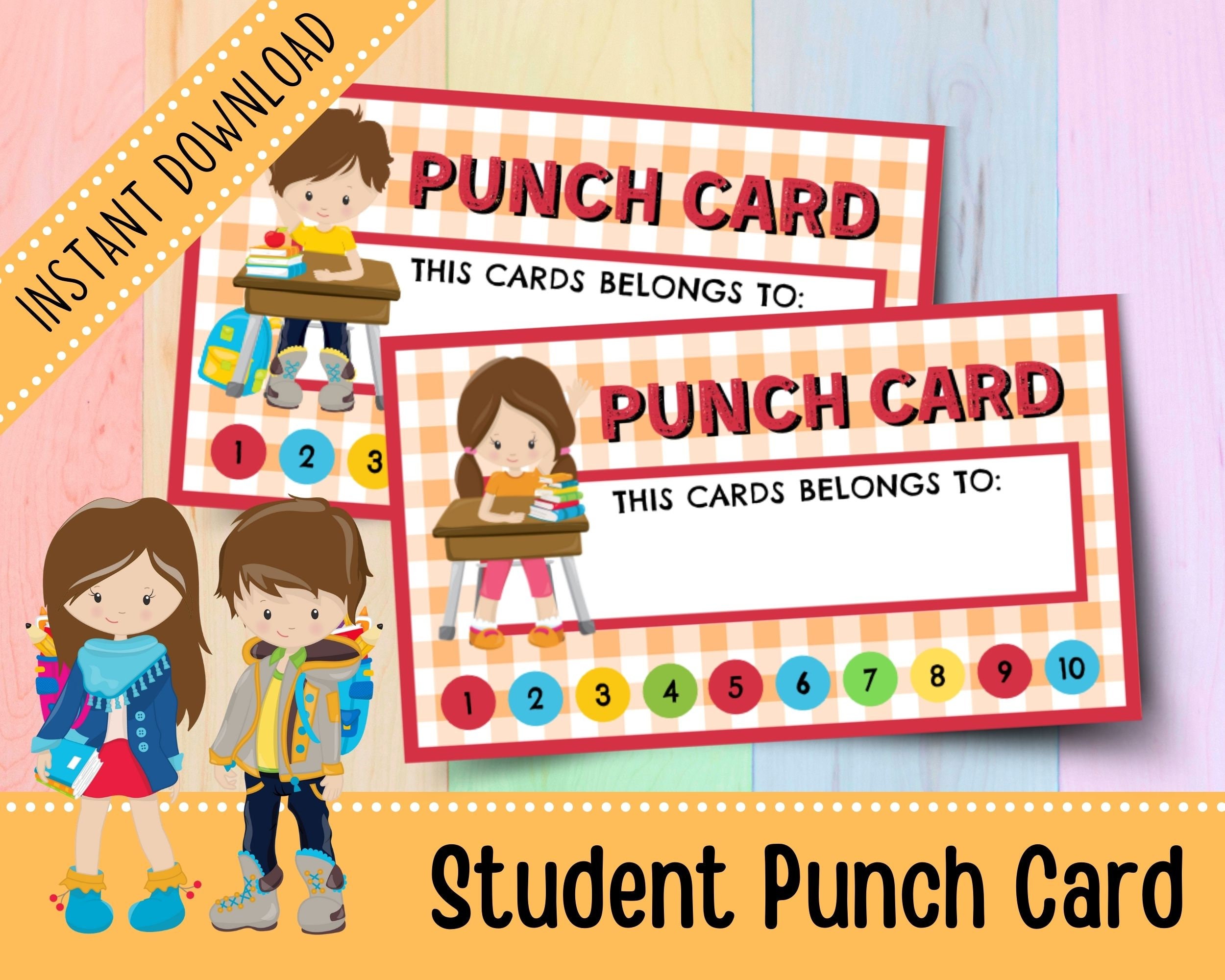 Student Punch Card Classroom Rewards System Good Behavior Preschool ...