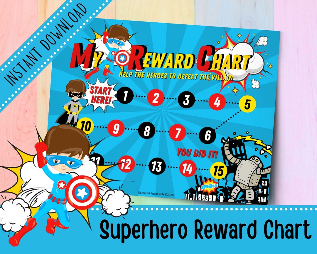 Superhero Reward Chart for Boys | Reward System | Responsibility Chore ...