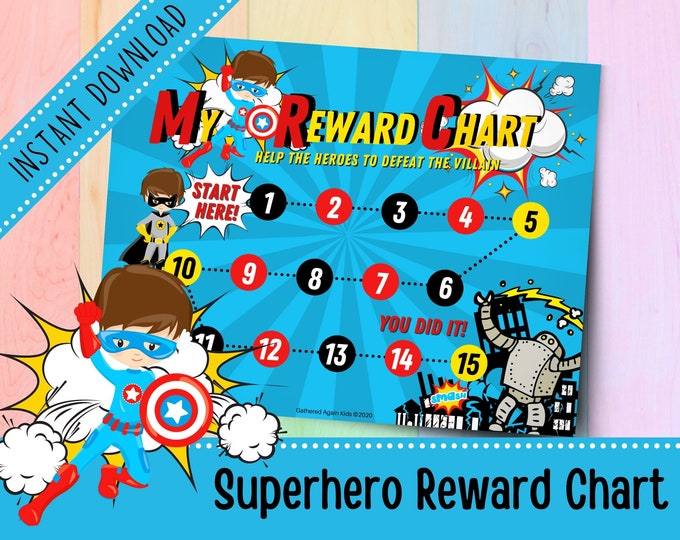Reward Chart Super Hero Reward Chart Printable Instant Download ...
