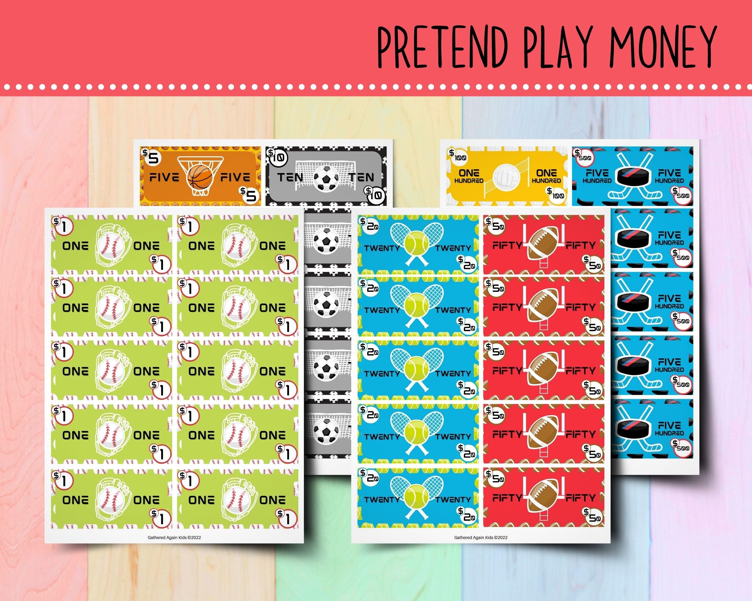Sports Pretend Play Money for Kids | Classroom Rewards System | Good ...
