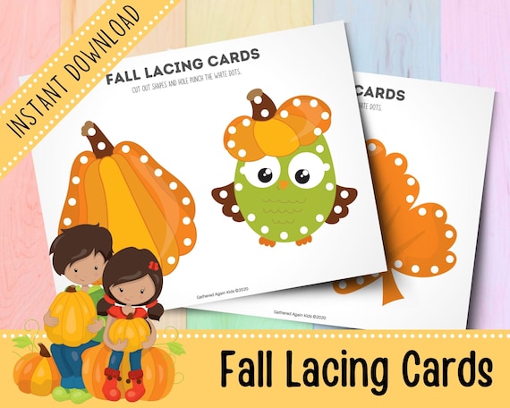 Fall Lacing Cards Set Autumn Sewing Cards Fall Activities | Etsy