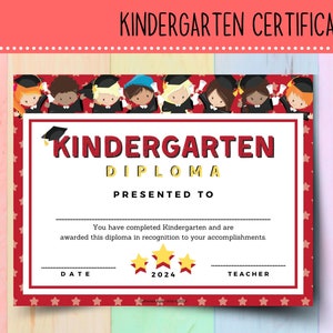 Printable Kindergarten Graduation Certificate 2024 | Star Student ...
