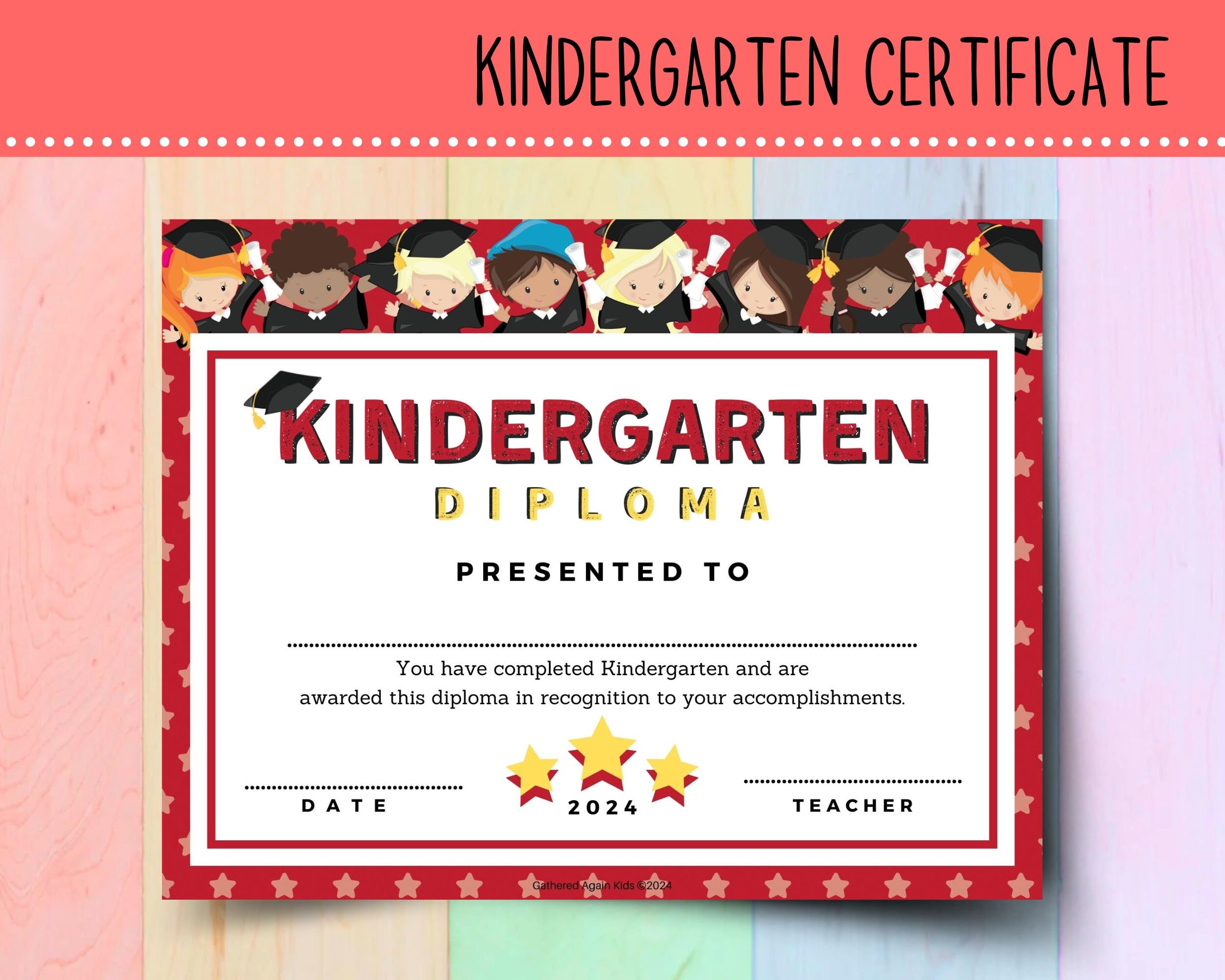 Printable Kindergarten Graduation Certificate 2024 | Star Student ...