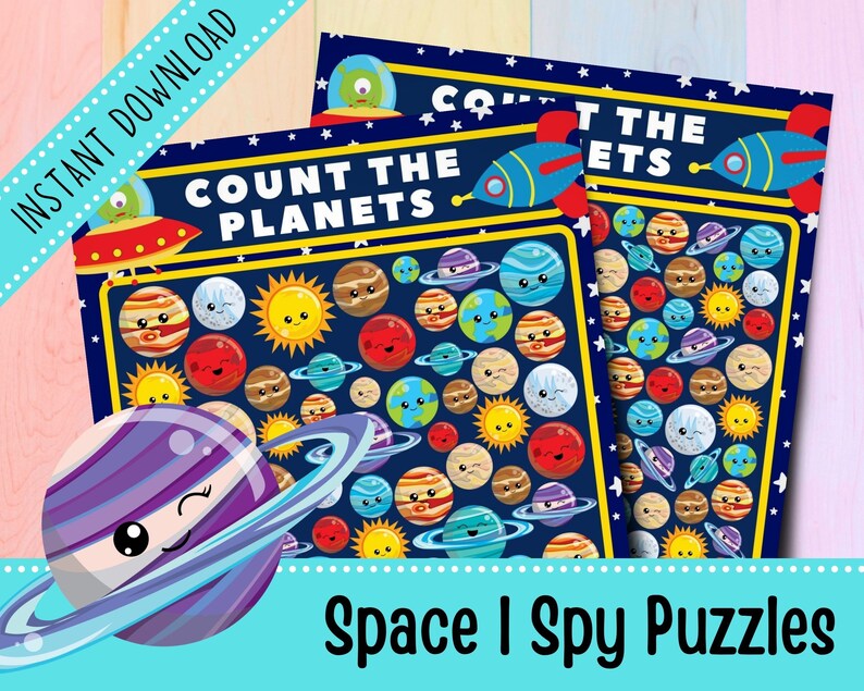 Space I Spy Puzzles Activities for Toddlers Look and Find Counting Game ...