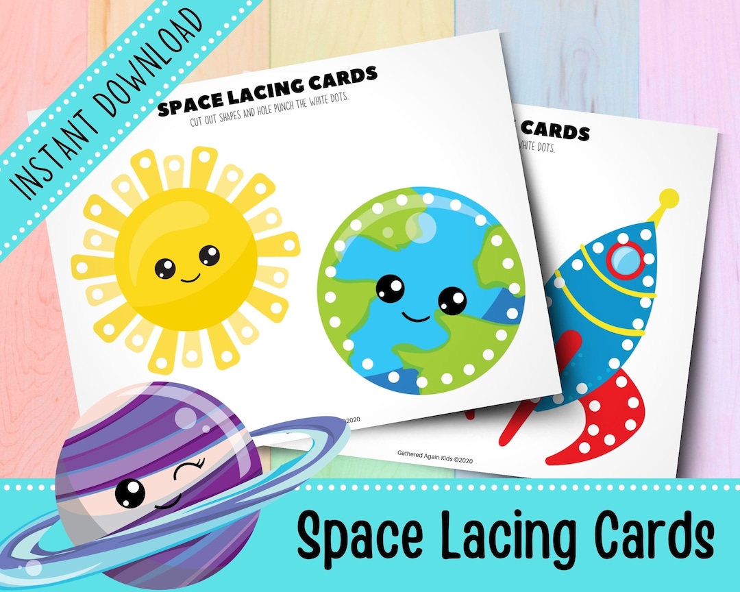 Space Lacing Cards Set | Sewing Cards | Activities for Toddlers ...