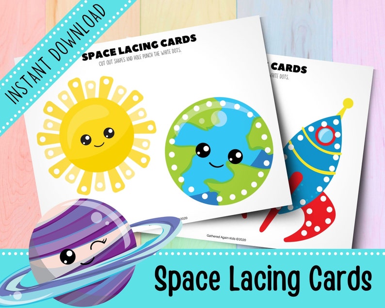 Space Lacing Cards Set | Sewing Cards | Activities for Toddlers ...