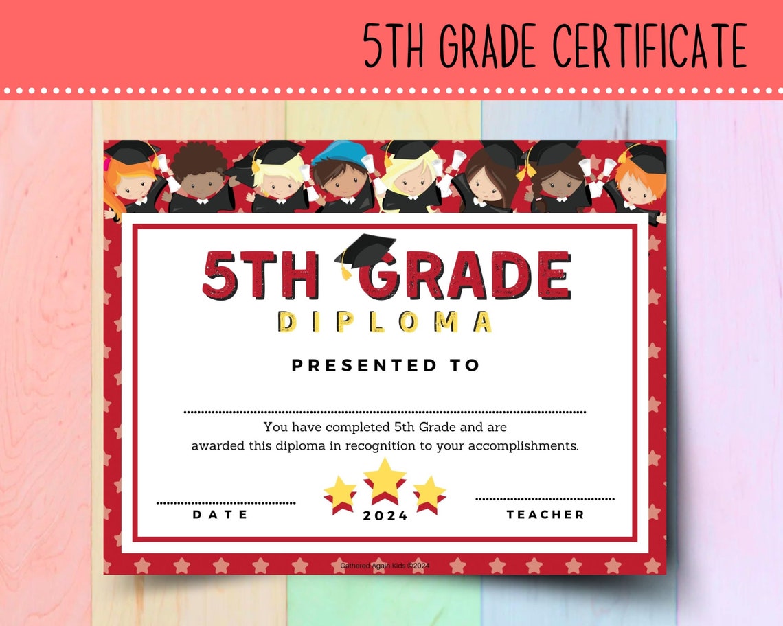 Printable 5th Grade Graduation Certificate 2024 | Star Student ...