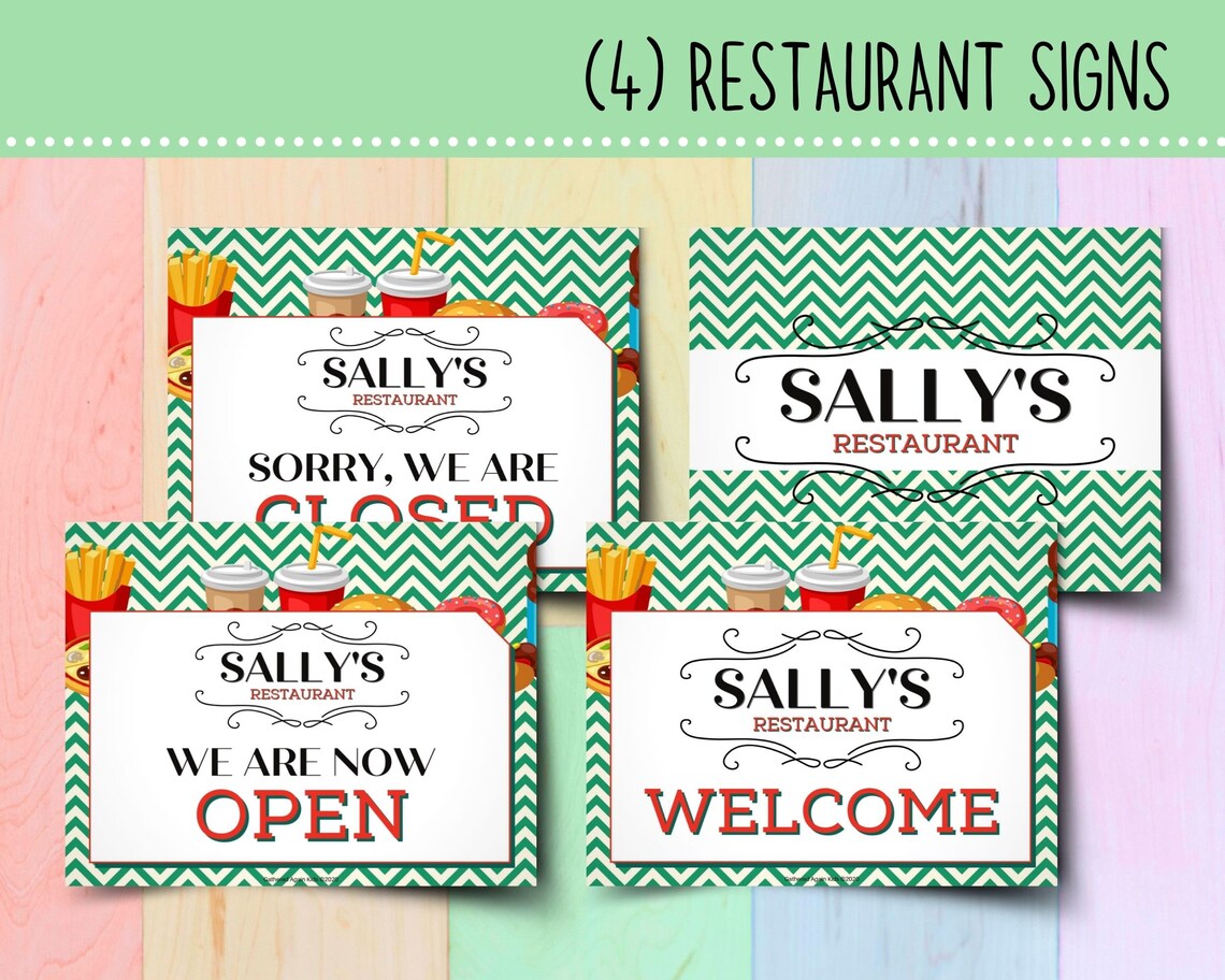 Sally's Restaurant Welcome Signs | Play Restaurant | Fast Food ...