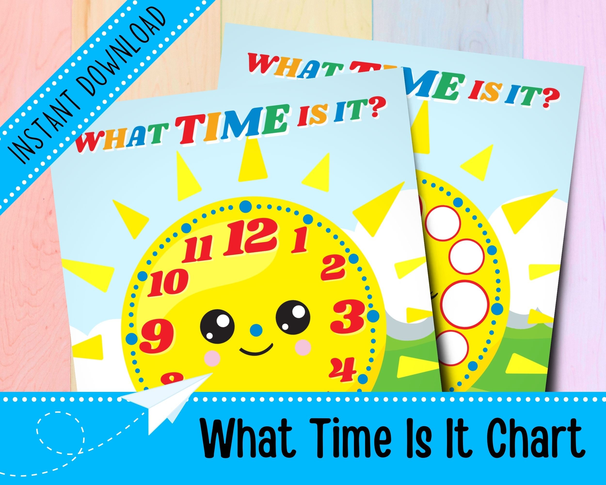 What Time Is It Chart Telling Time Activity For Kids Learn Etsy What Time Is It Chart Telling Time Activity For Kids Learn Etsy