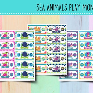 Sea Animals Pretend Play Money for Kids | Classroom Rewards System ...