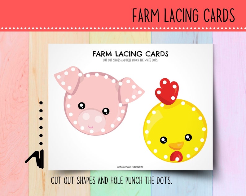 Farm Lacing Cards Set | Sewing Cards | Activities for Toddlers ...