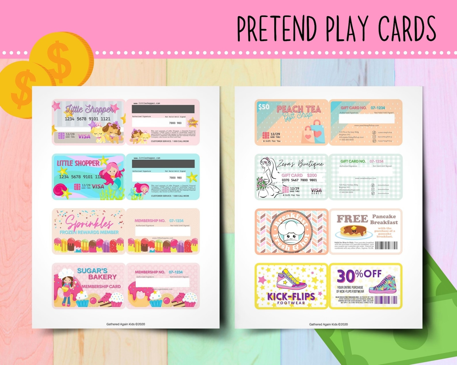 Pretend Play Cards for Kids | Fake Credit Cards for Kids | Play Money ...