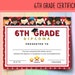 Printable 6th Grade Graduation Certificate 2024 Star Student Graduation ...