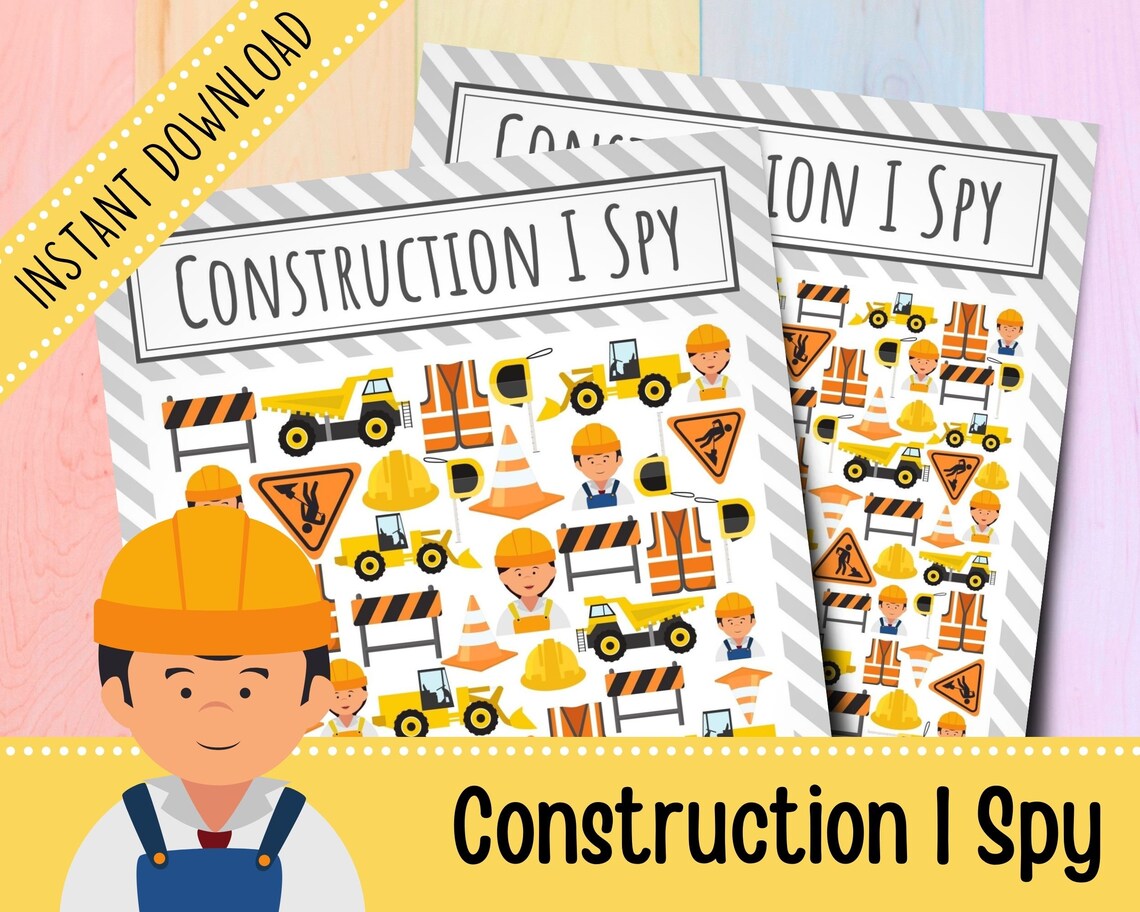 Construction I Spy Puzzles Activities for Toddlers Look - Etsy