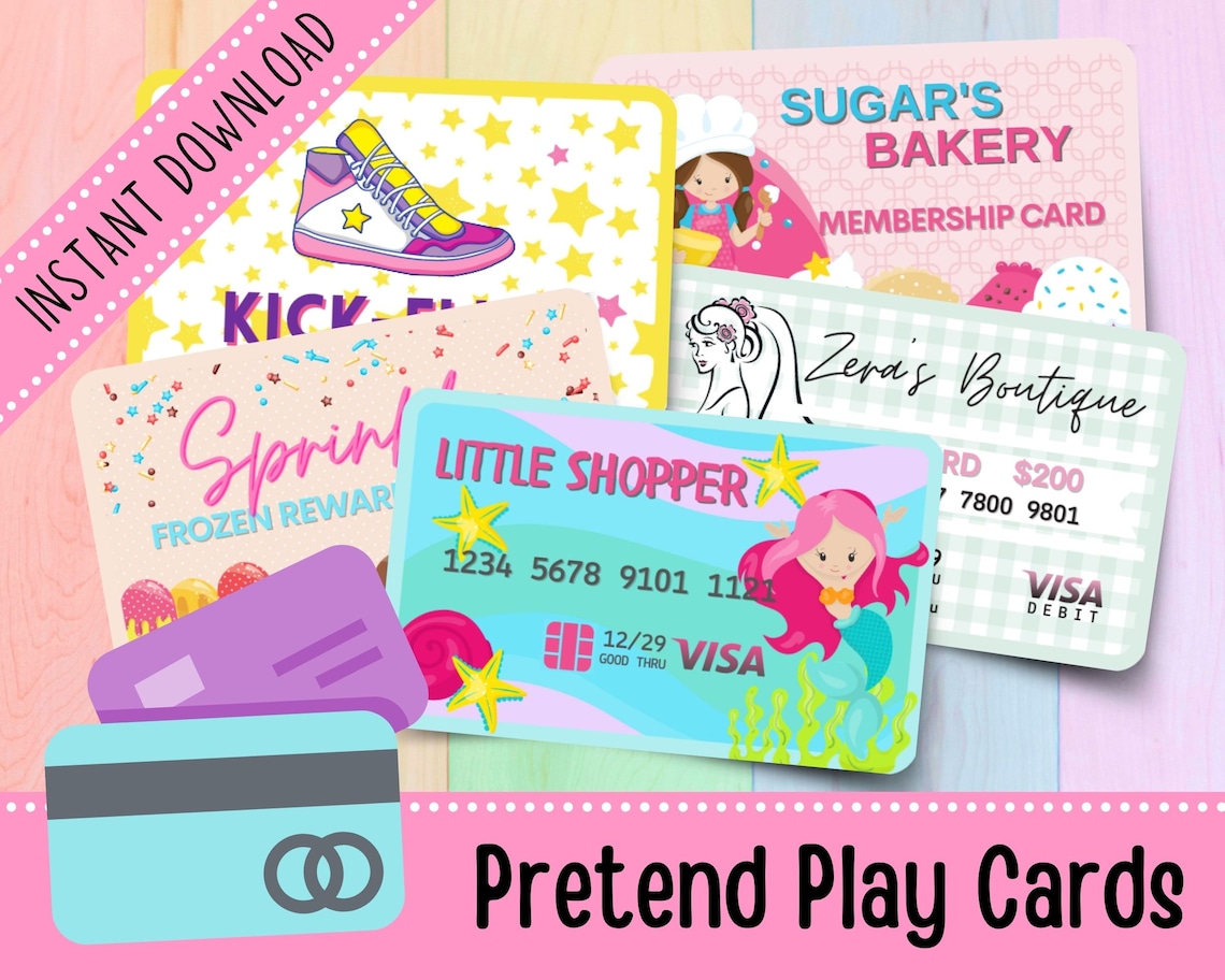 Pretend Play Cards for Kids | Fake Credit Cards for Kids | Play Money ...