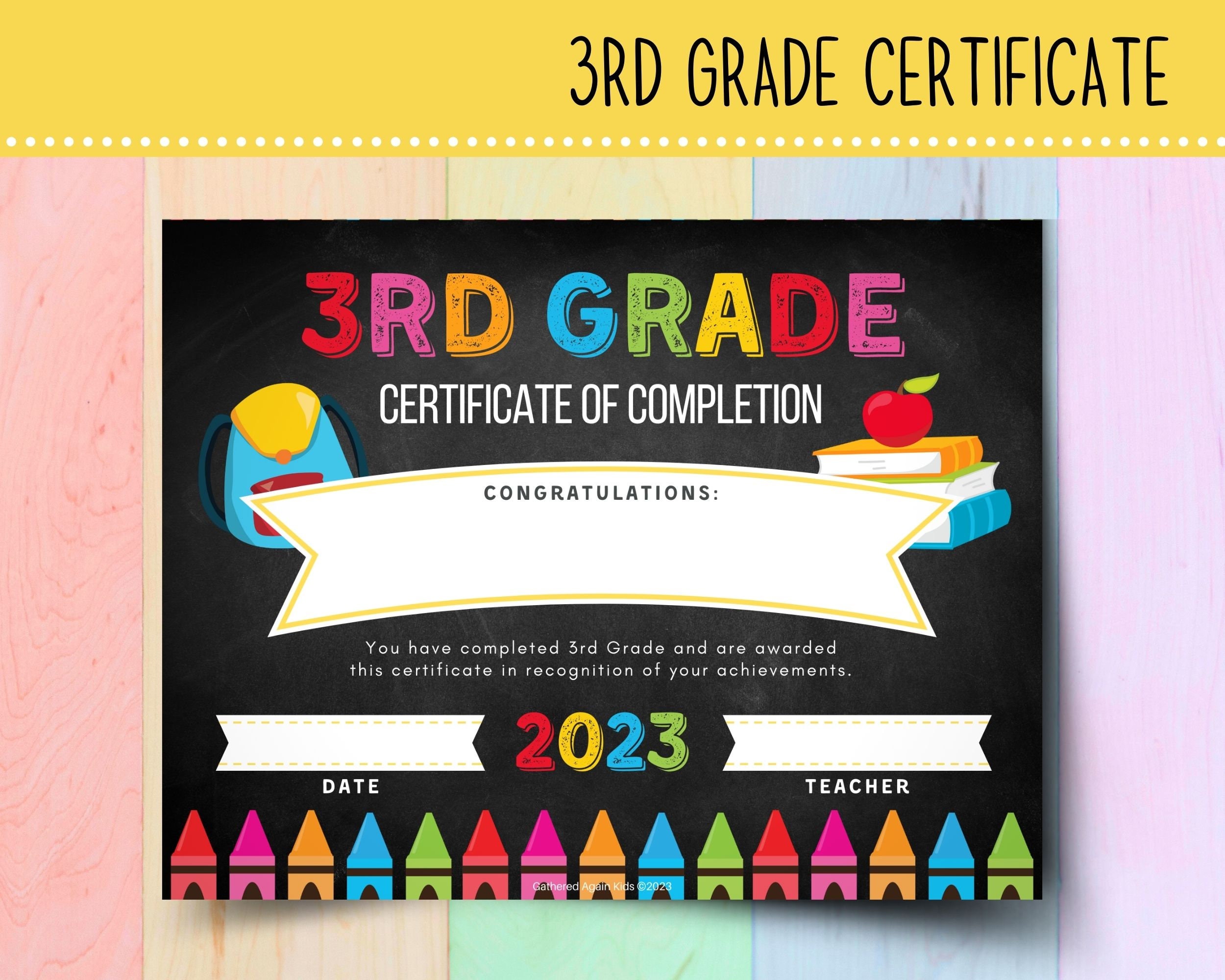 Printable 3rd Grade Graduation Certificate 2023 Chalkboard - Etsy