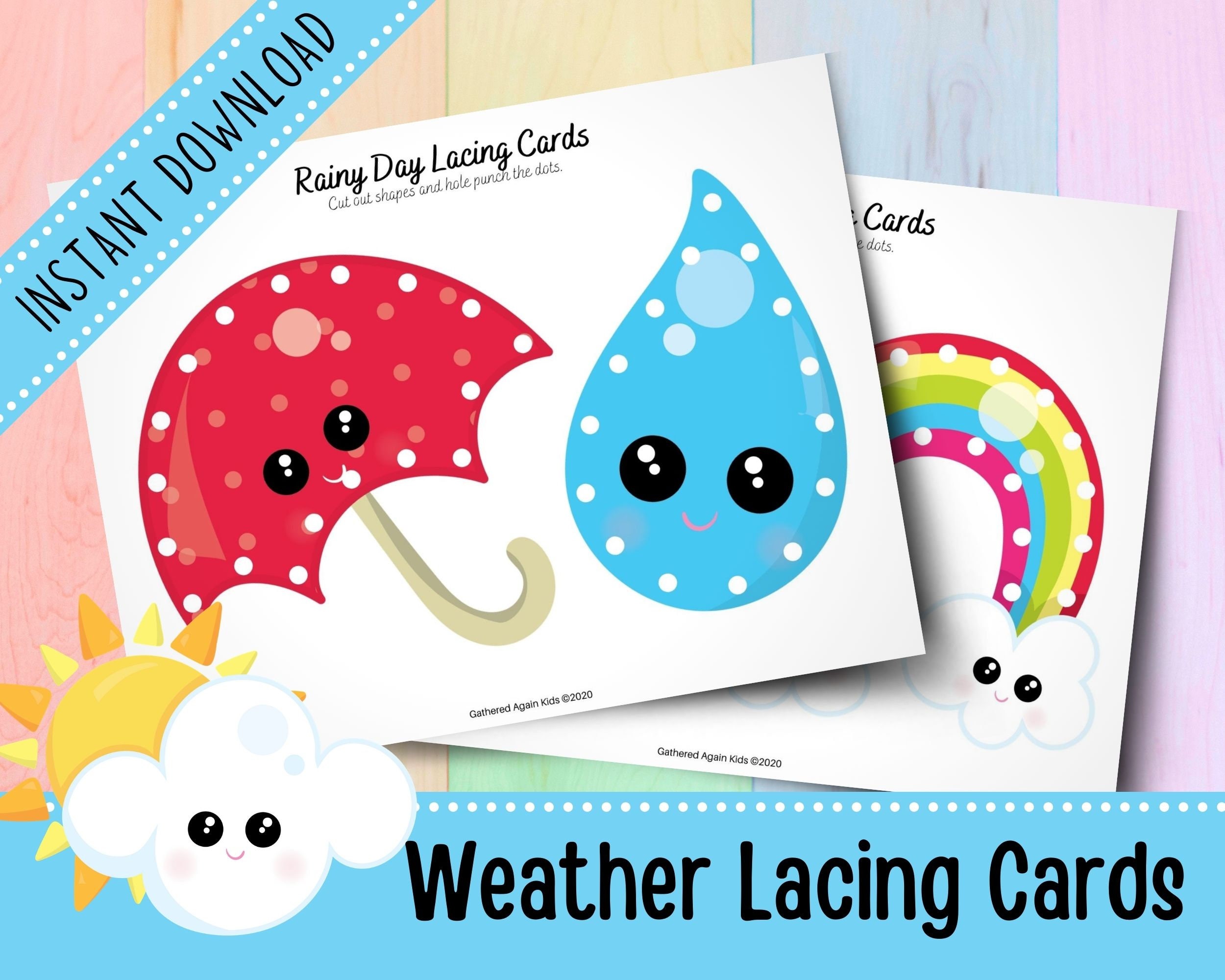 Weather Lacing Cards Quiet Activities for Toddlers Montessori Fine ...