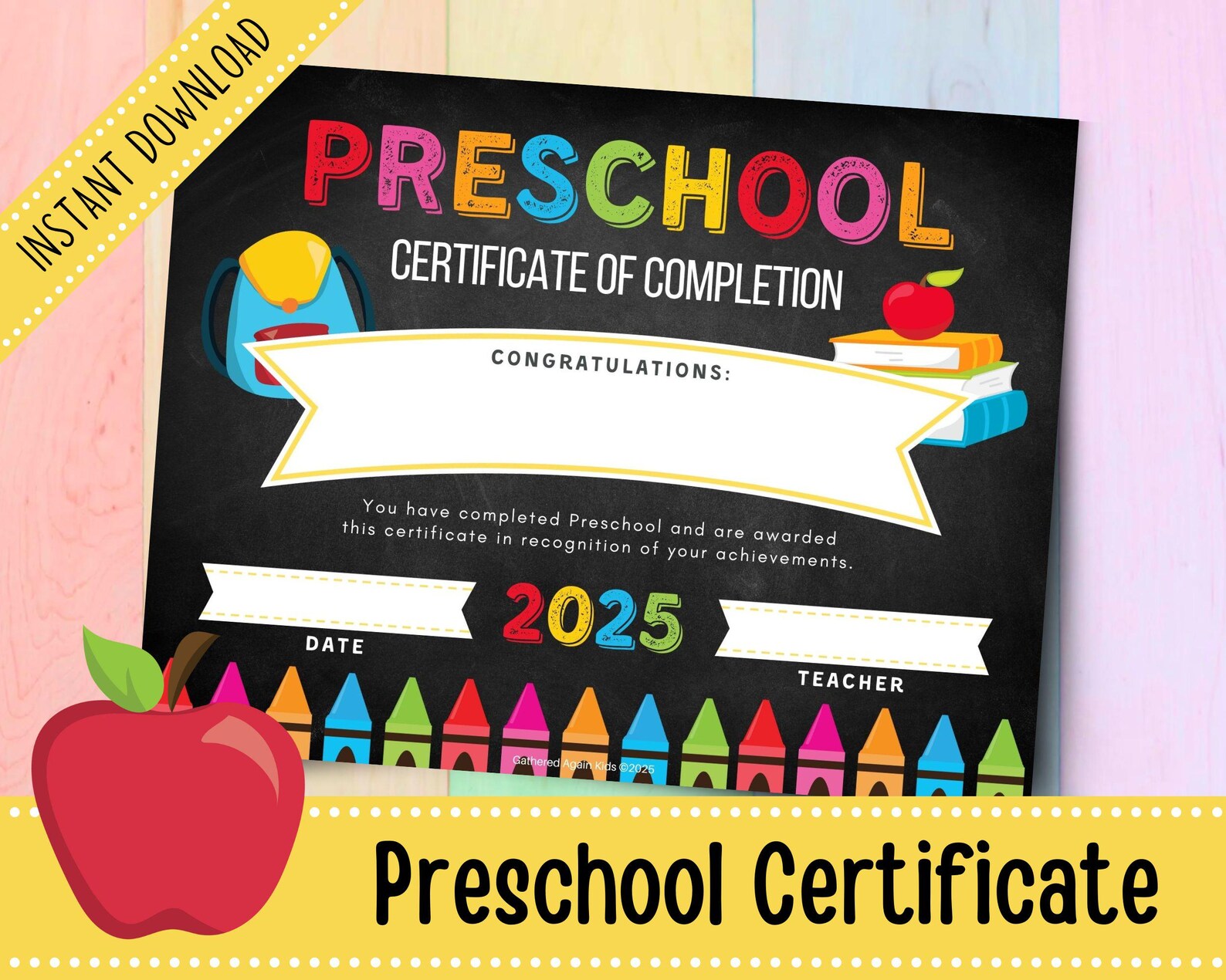 Printable Preschool Graduation Certificate 2025 | Chalkboard Graduation ...
