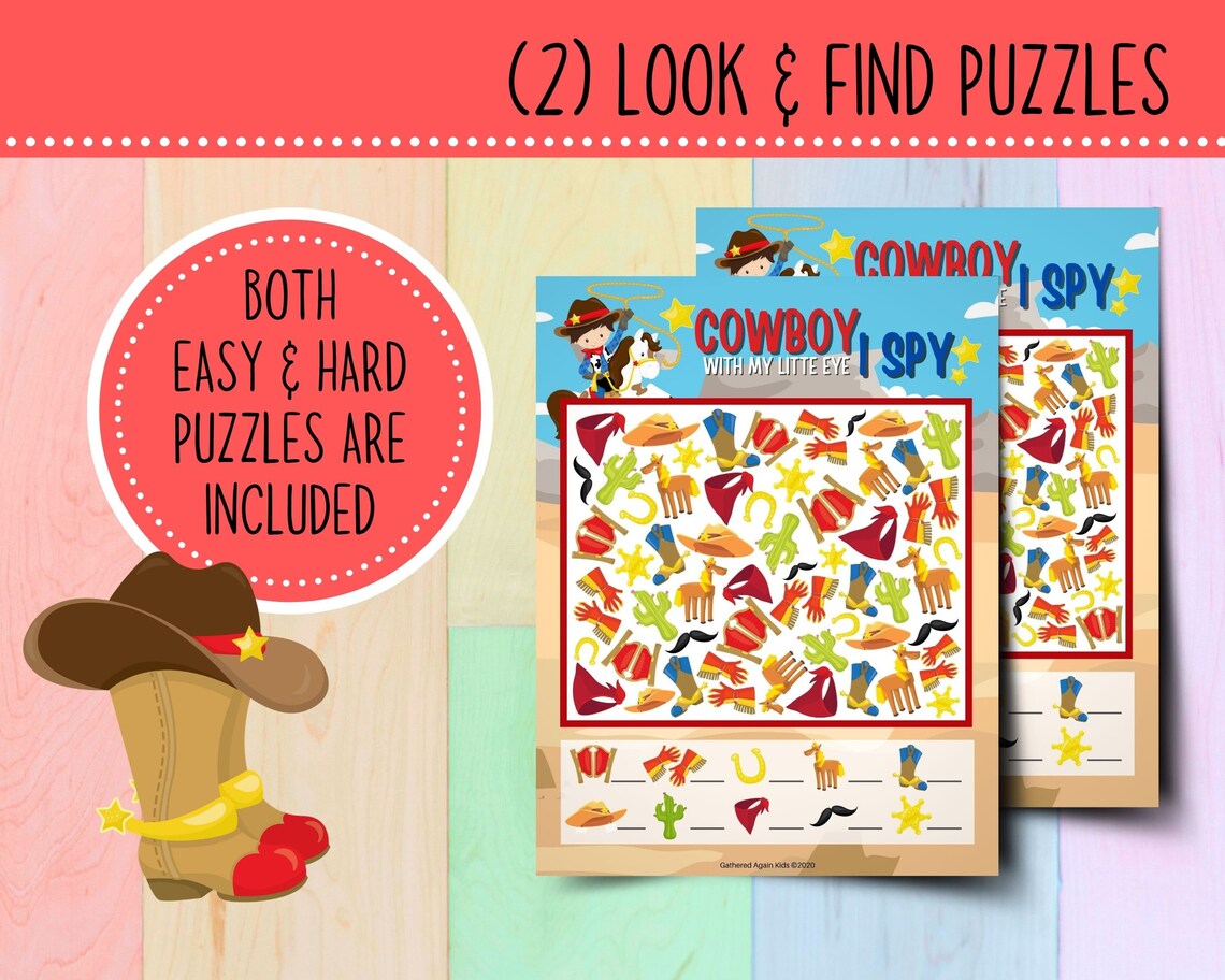 Cowboy I Spy Puzzles | Activities for Toddlers | Look and Find ...