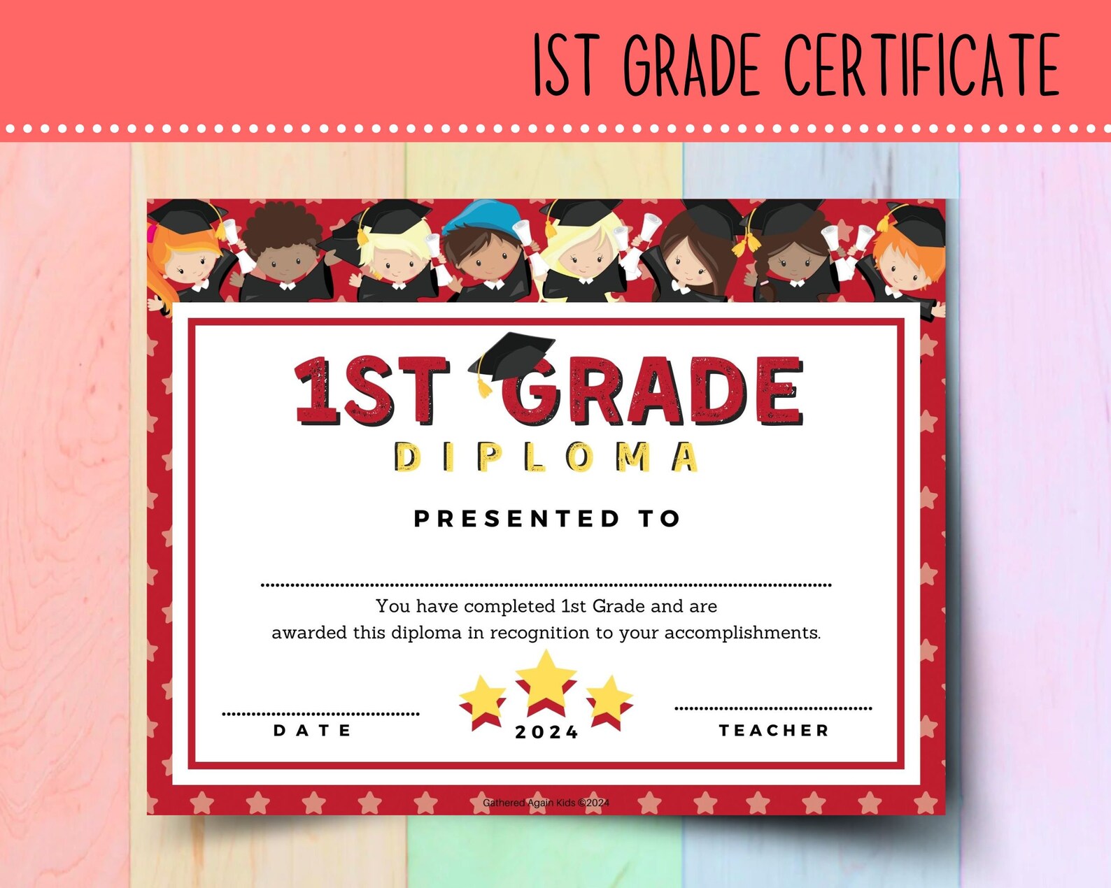 Printable 1st Grade Graduation Certificate 2024 | Star Student ...