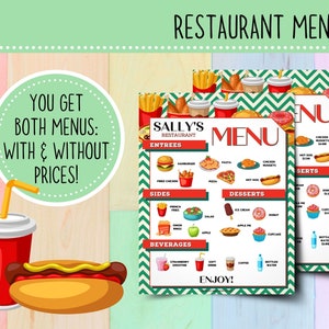Sally's Restaurant Play Menus | Play Restaurant | Fast Food ...