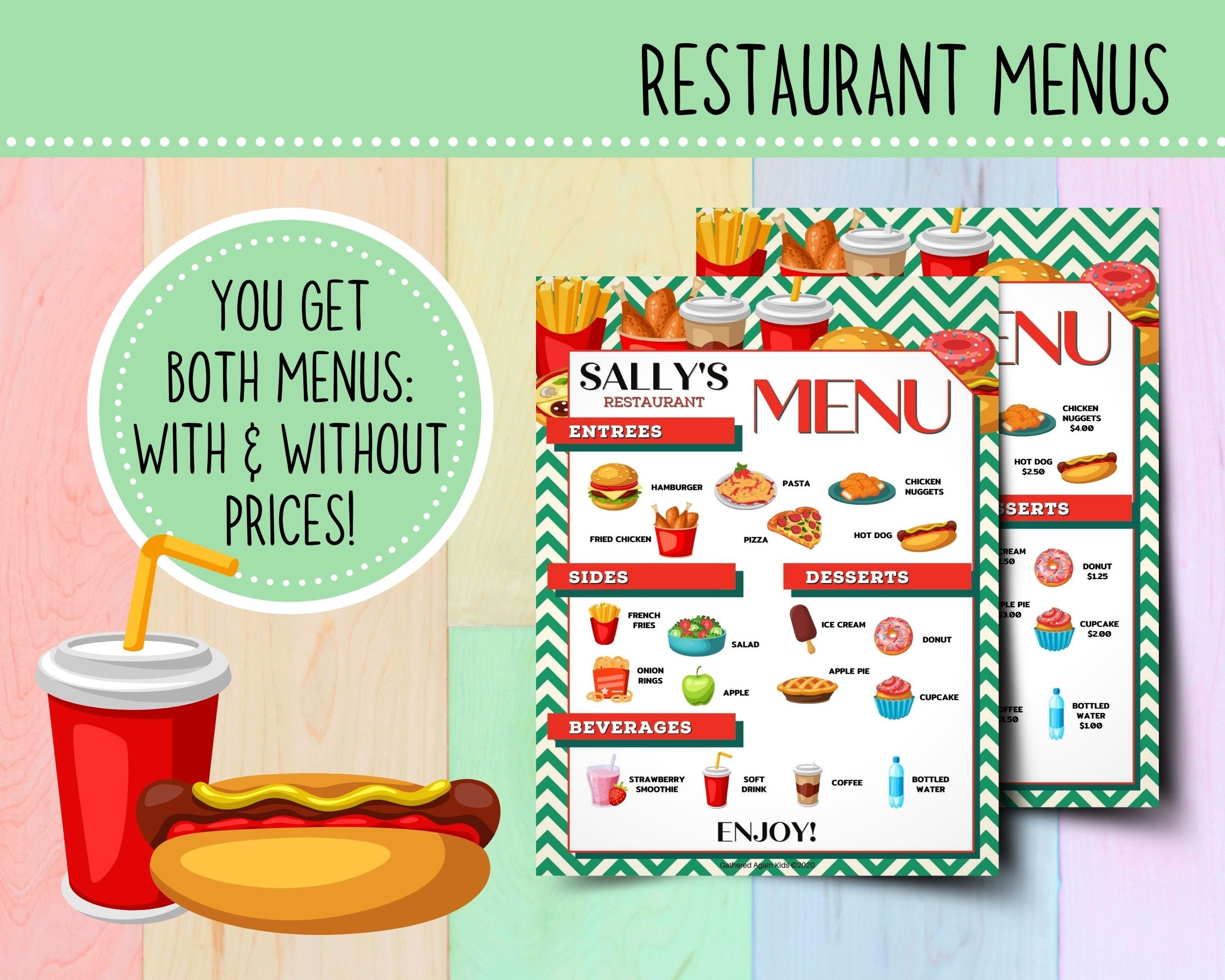 Sally's Restaurant Play Menus | Play Restaurant | Fast Food ...