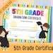 Rainbow 5th Grade Graduation Certificate 5th Grade Diploma | Etsy