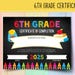Printable 6th Grade Graduation Certificate 2025 | Chalkboard Graduation ...