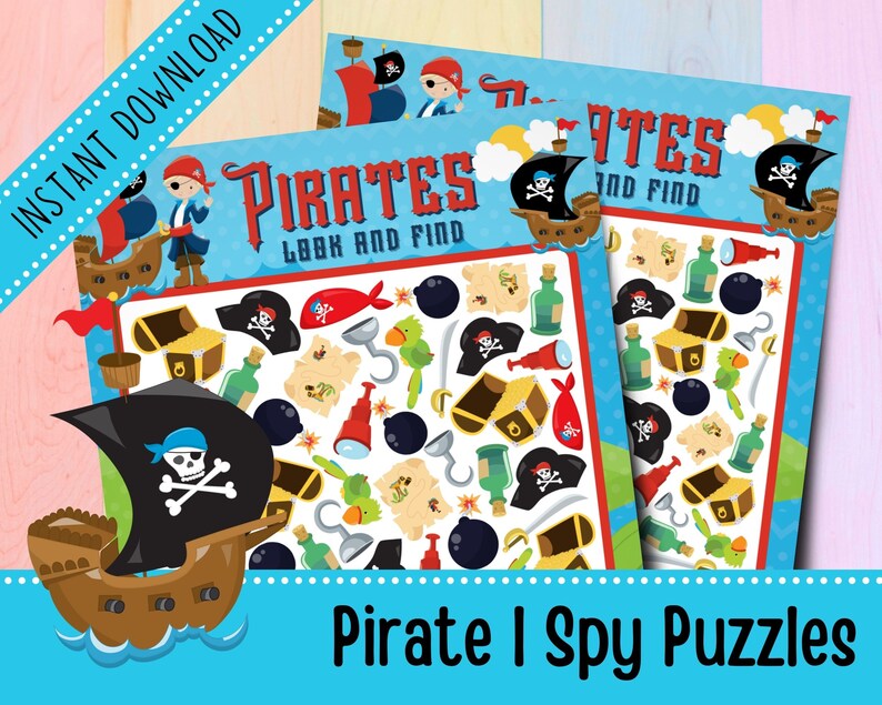 Pirate I Spy Puzzles Activities for Toddlers Look and Find Counting ...