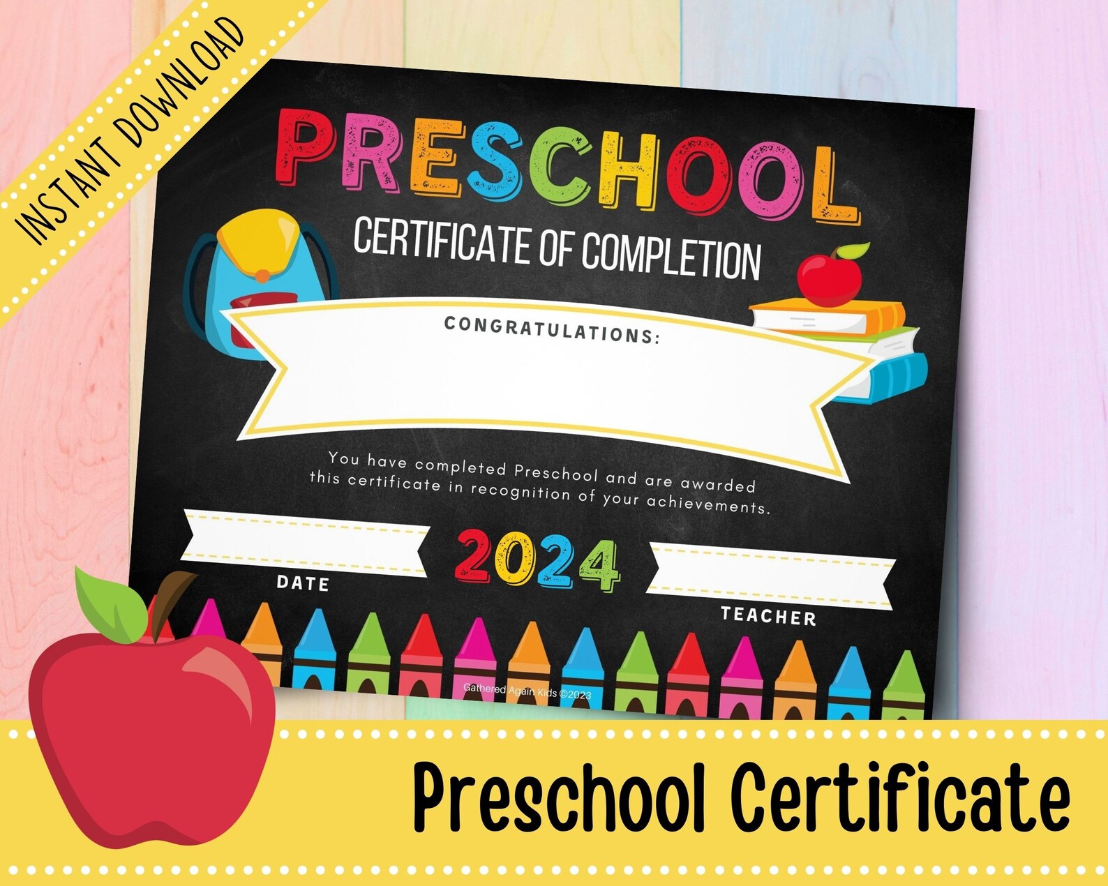 Printable Preschool Graduation Certificate 2024 | Chalkboard Graduation ...