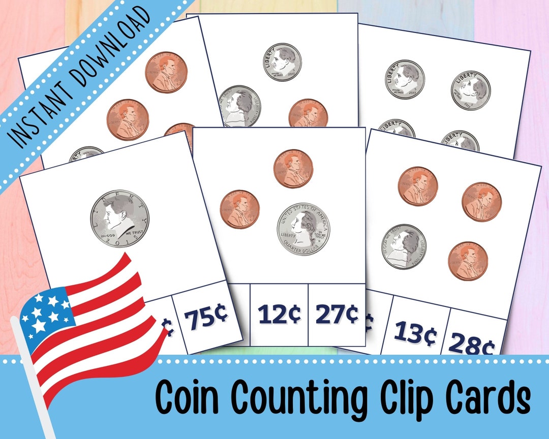 Coin Counting Clip Cards for Beginners | Counting Activities for ...